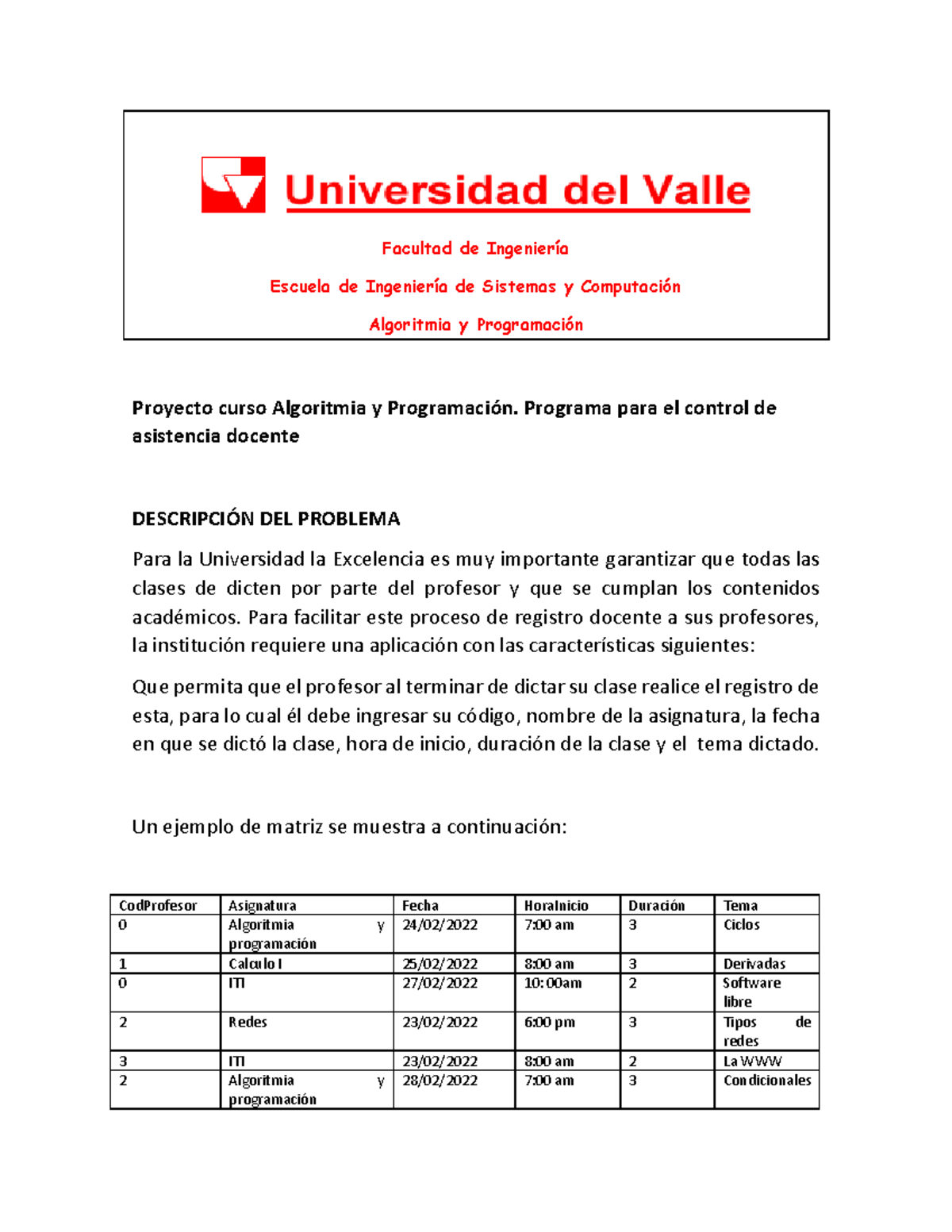 Proyecto Final Algoritmia 2 - Facultad de IngenierÌa Escuela de IngenierÌa de Sistemas y ...