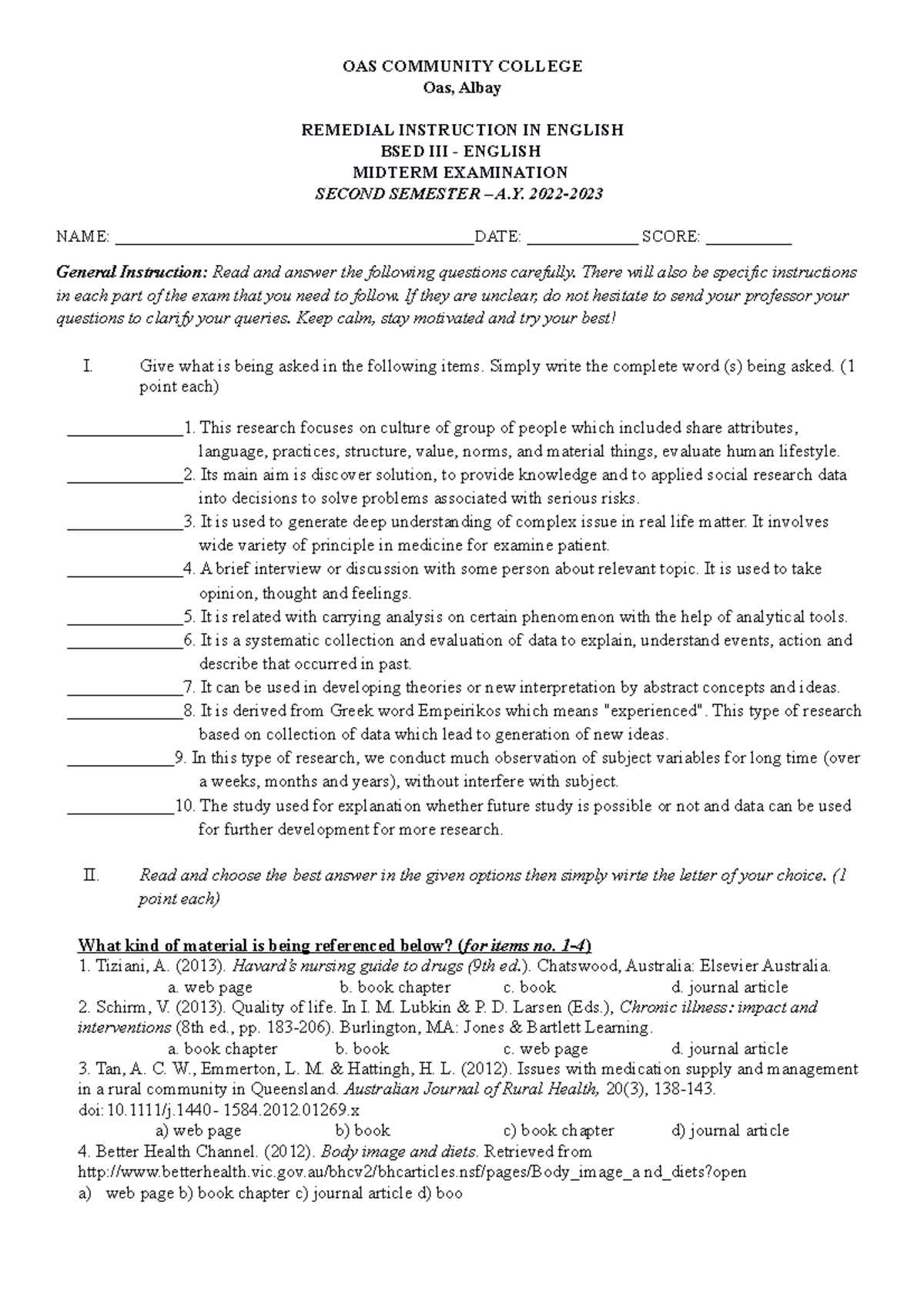 Midterm Language Education Research - OAS COMMUNITY COLLEGE Oas, Albay ...