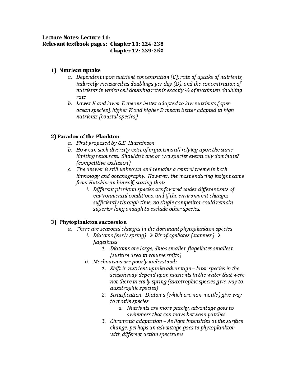 Lecture notes 11 - Lecture Notes: Lecture 11: Relevant textbook pages ...
