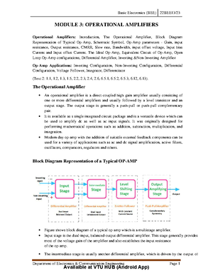 Basic Electronics - BBEE103/203 - VTU - Studocu