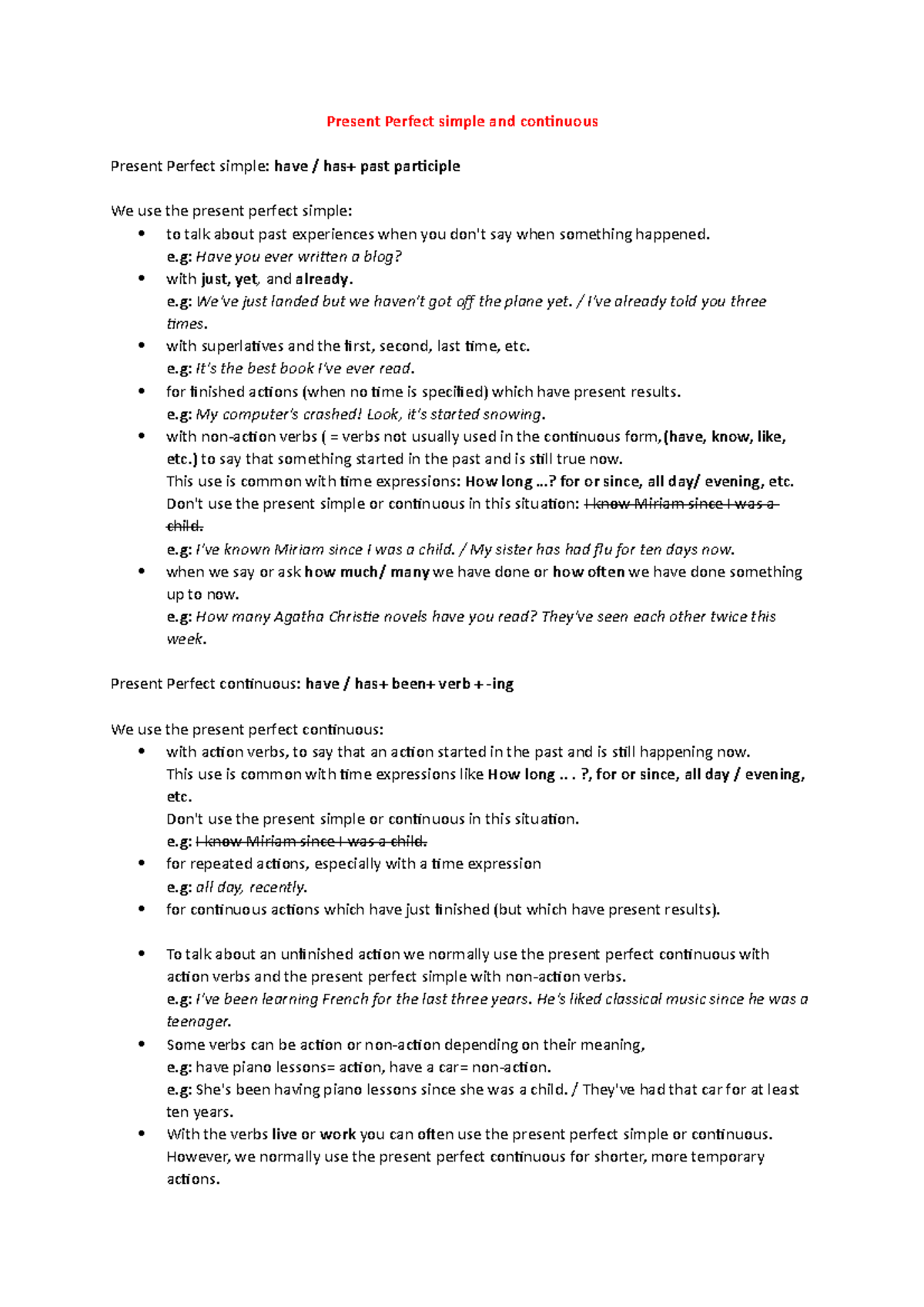 3. Present perfect simple and continuous - Present Perfect simple and ...