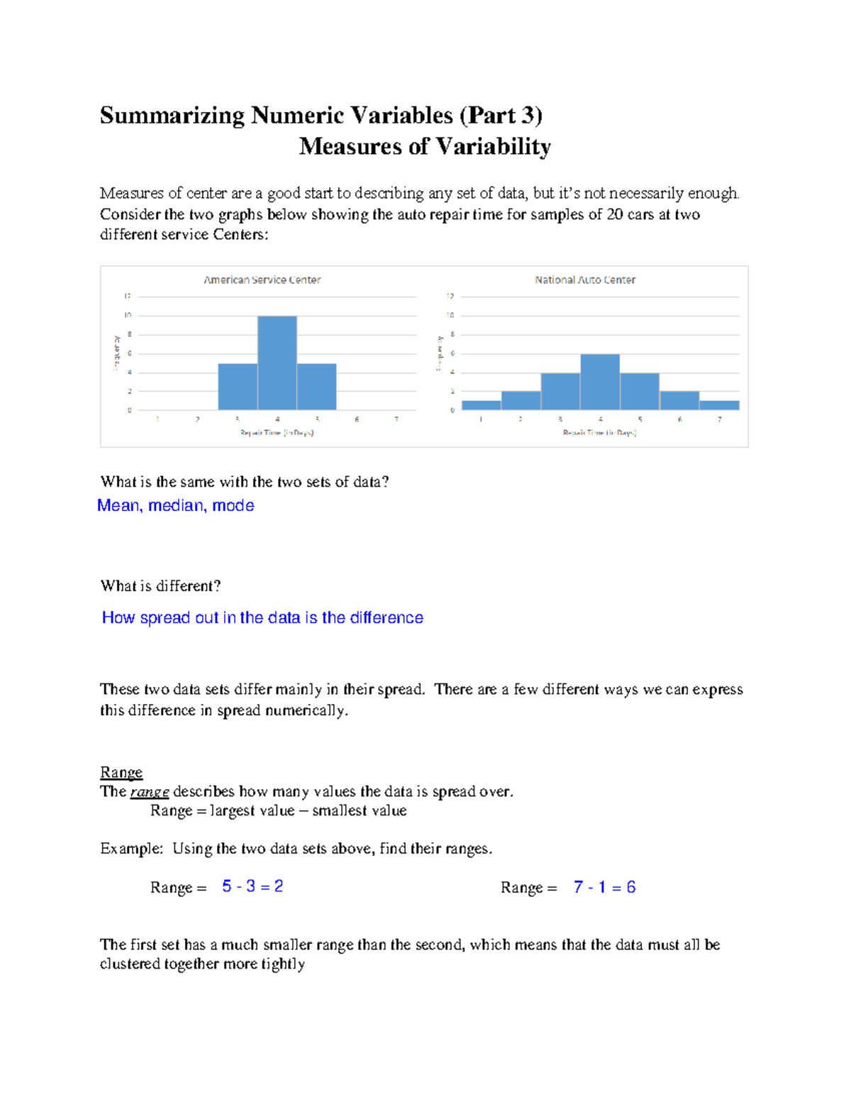 1105 Section 2.4.3 - Student + Excel - Summarizing Numeric Variables ...