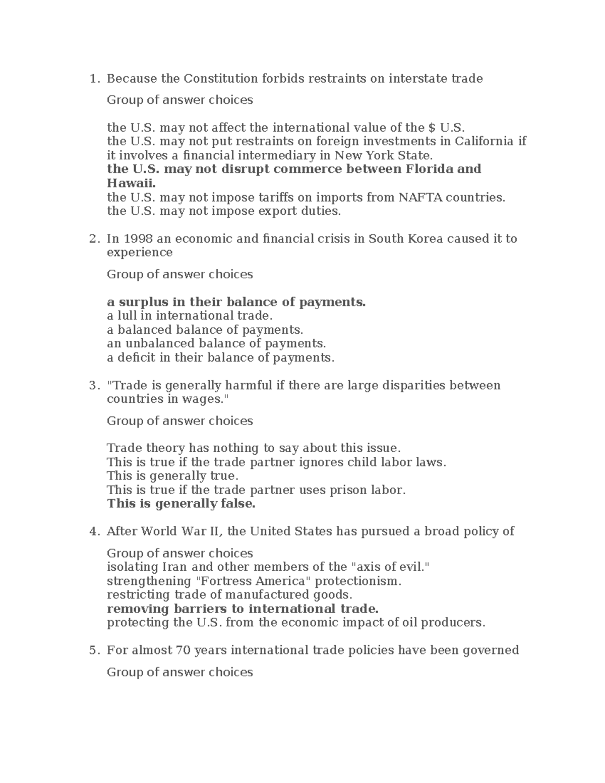 Module 1 tests - Pre-test - Because the Constitution forbids restraints ...