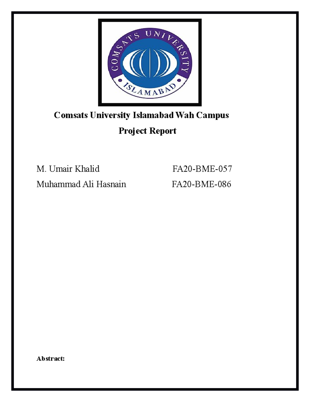 Fluid 2 project CFD - CFD analysis - Comsats University Islamabad Wah ...