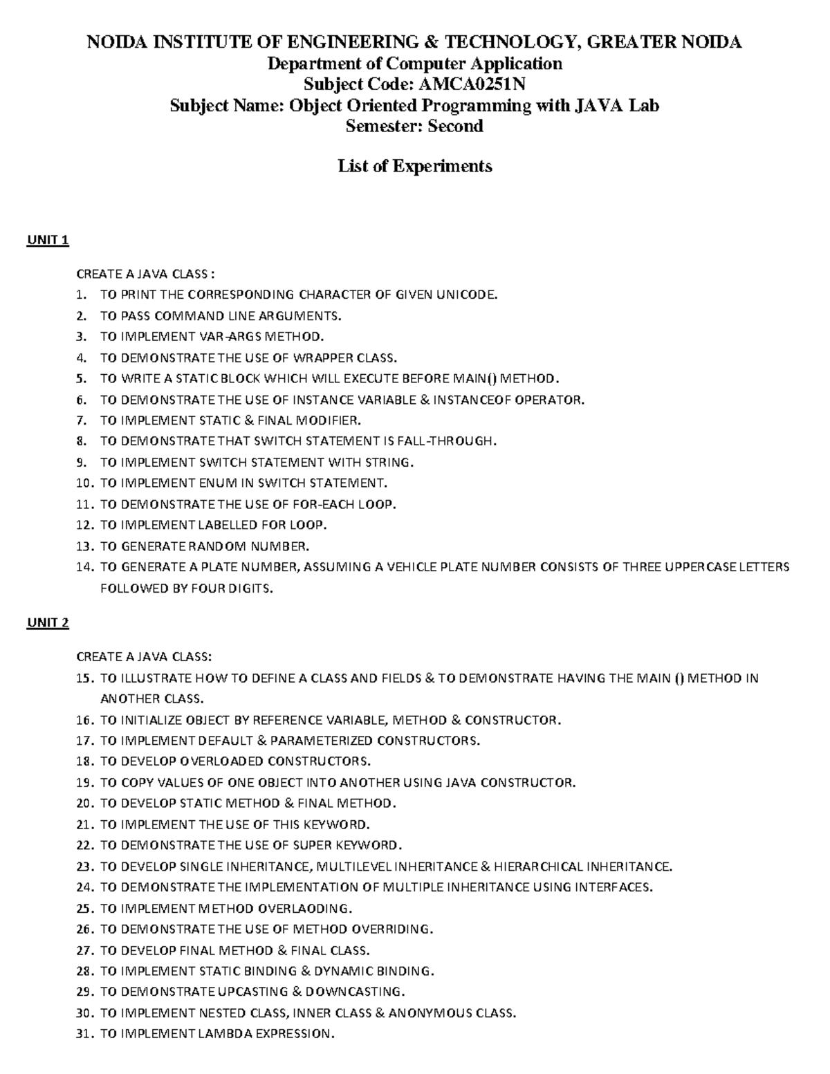 JAVA Practical LIST - this help to clear the coding interview and ...