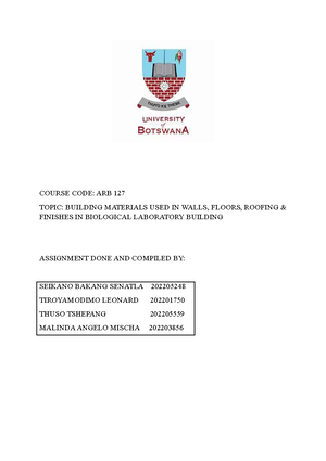 CCB 331 Assignment 1 2023 - UNIVERSITY OF BOTSWANA FACULTY OF ENGINEERING AND TECHNOLOGY ...