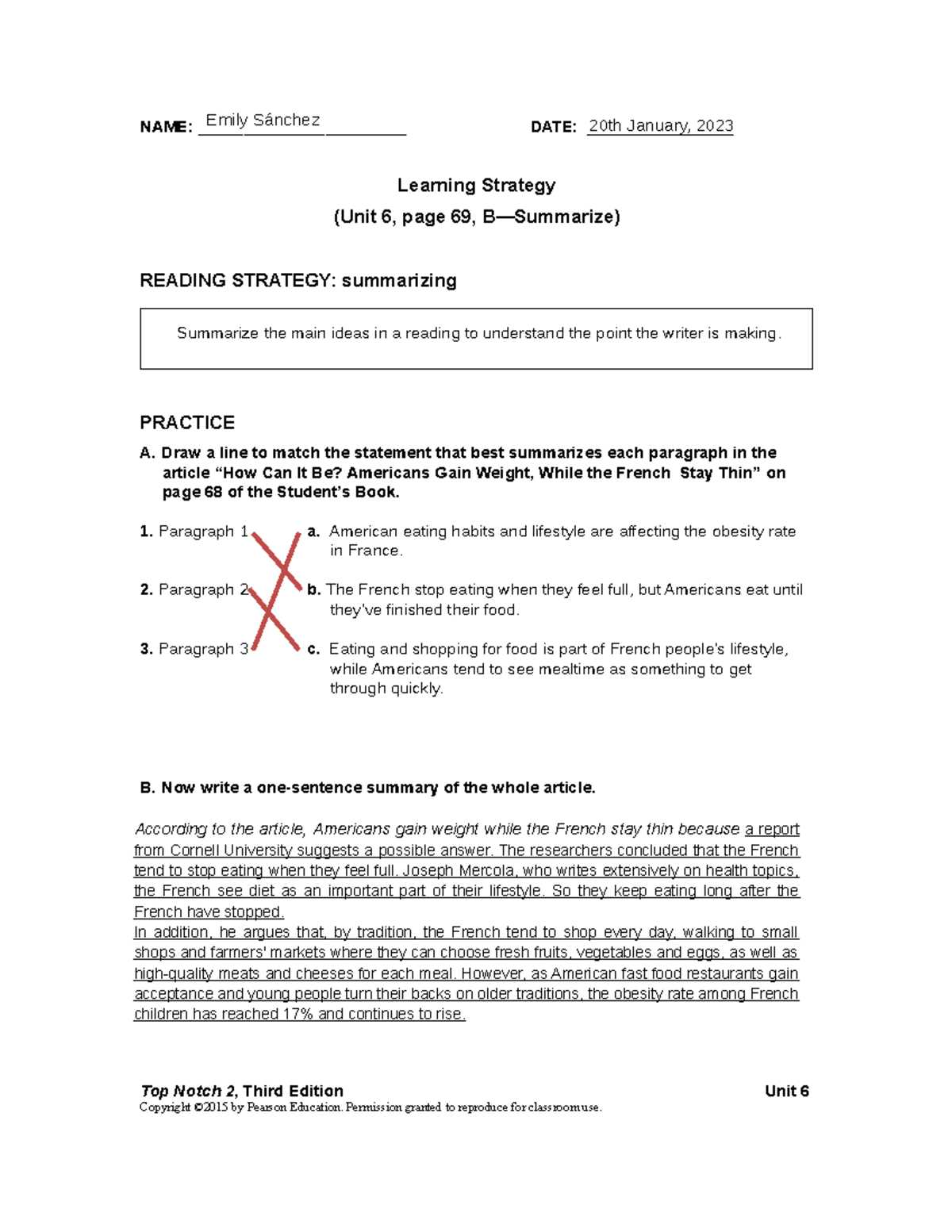 UNIT 06 P69 Reading Emily Sánchez - NAME: _______________________ DATE