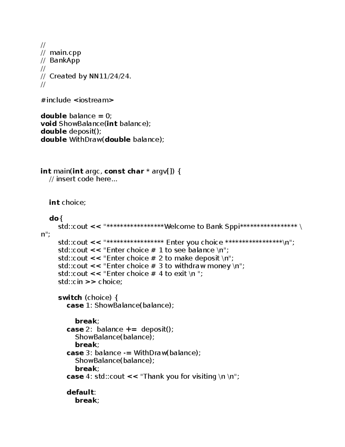 Modelu 1 cs 210 - // // main // BankApp // // Created by NN11/24/24. // #include - Studocu