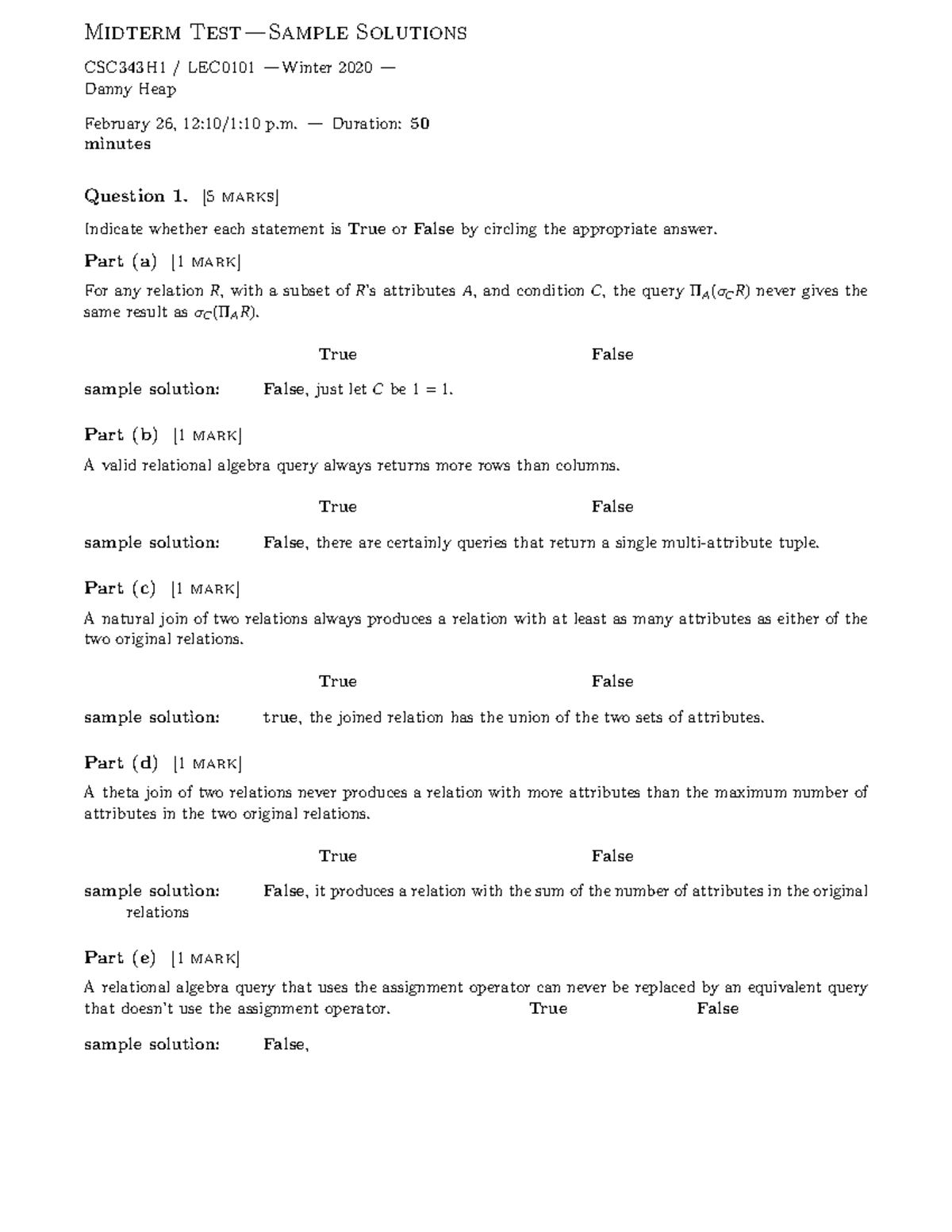 CSC343H1 20201 621587711543 mt0101 - CSC343H1 / LEC0101 —Winter 2020 ...