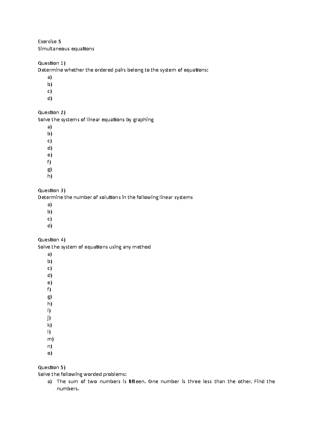 Worksheet 5 Simultaneous Linear Equations And Trigonometry Cosine