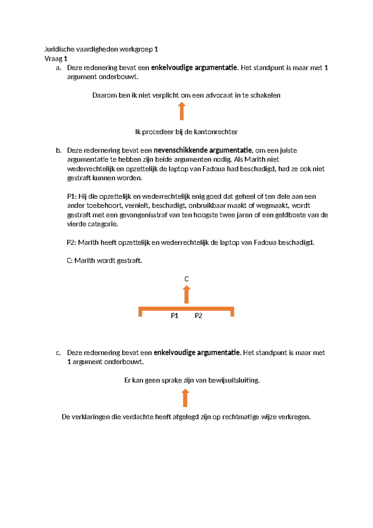 Juridische vaardigheden werkgroep 1 - Deze redenering bevat een ...