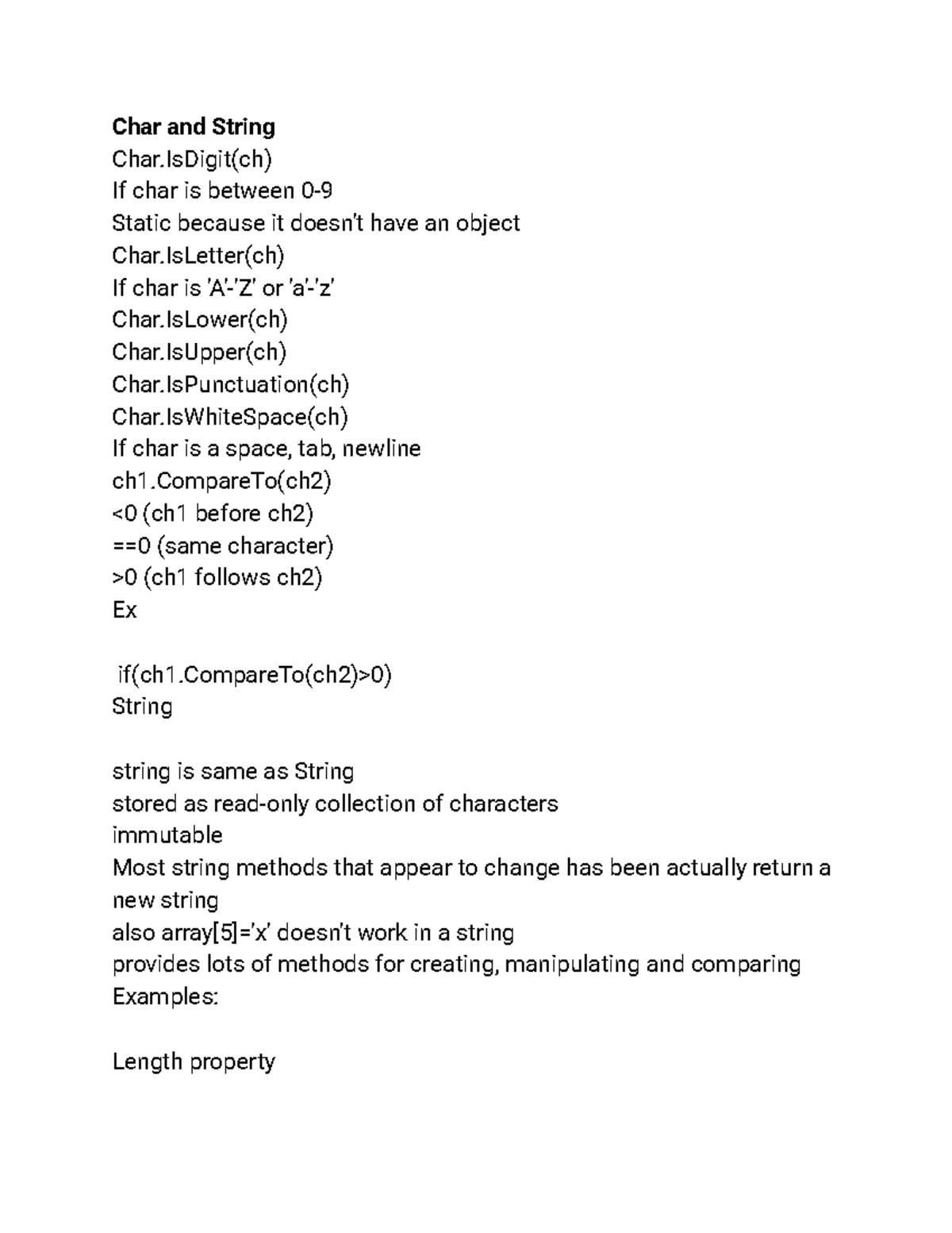 Csci 1302 Char This Is For Professor Dowell S Class It Focuses Mainly On The Char And