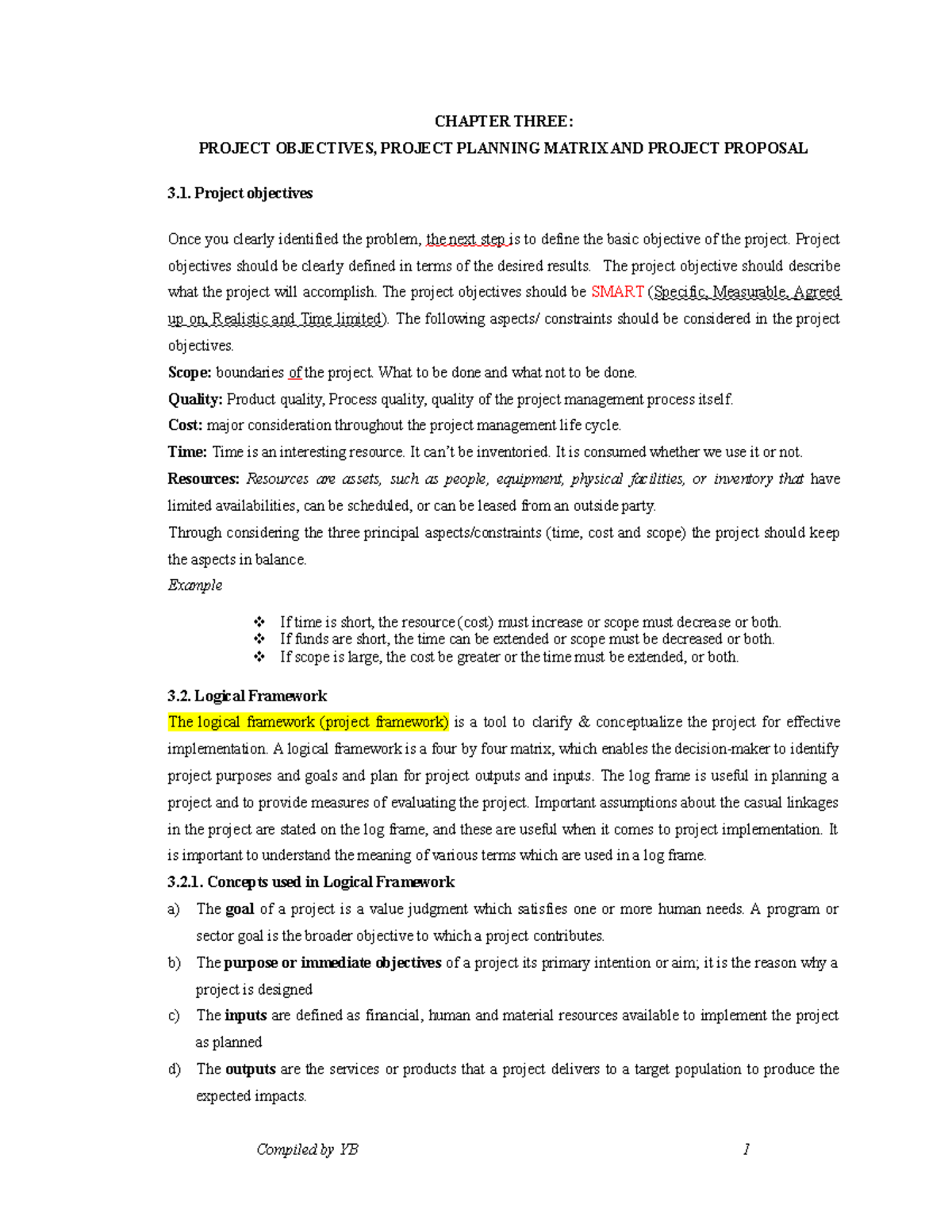 Ch 3PPM - ppm - CHAPTER THREE: PROJECT OBJECTIVES, PROJECT PLANNING MATRIX AND PROJECT PROPOSAL ...