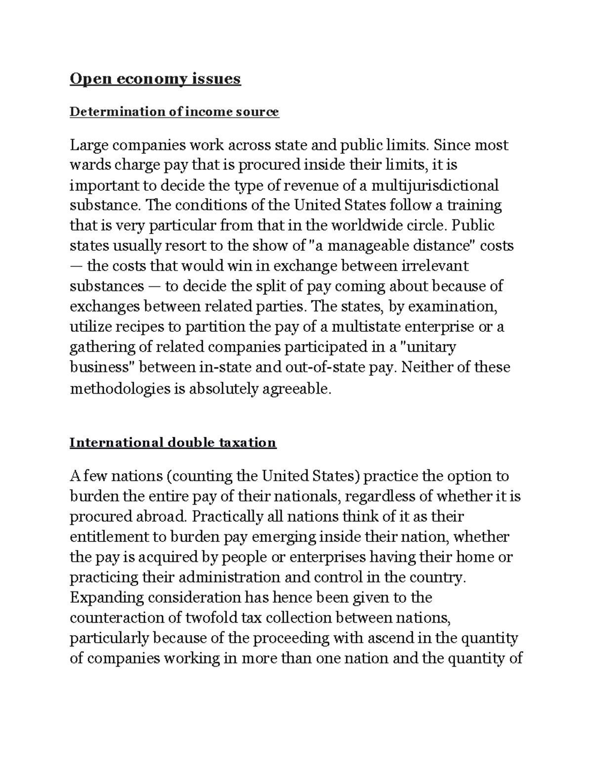 Open economy issues - Open economy issues Determination of income ...