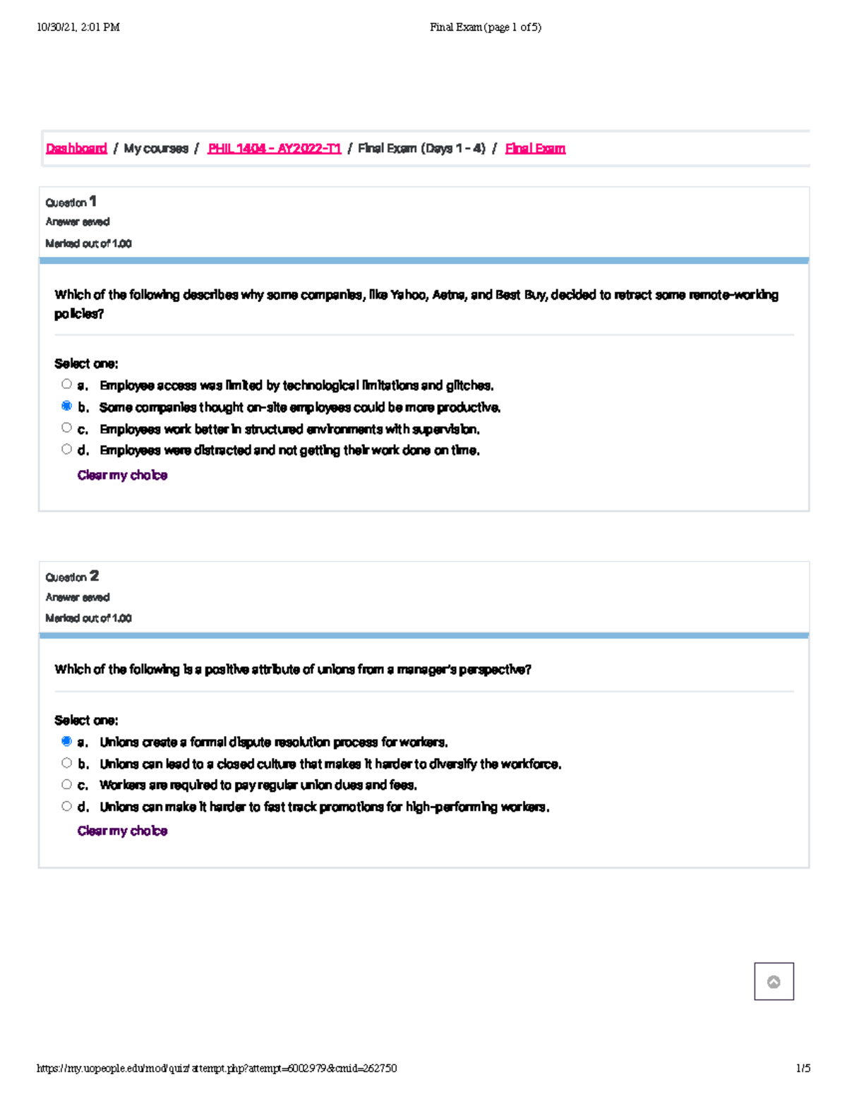 PHIL 1404 PHIL 1404 Ethics and social Responsibility Final Exam (page 1 of 5) - Question 1 ...