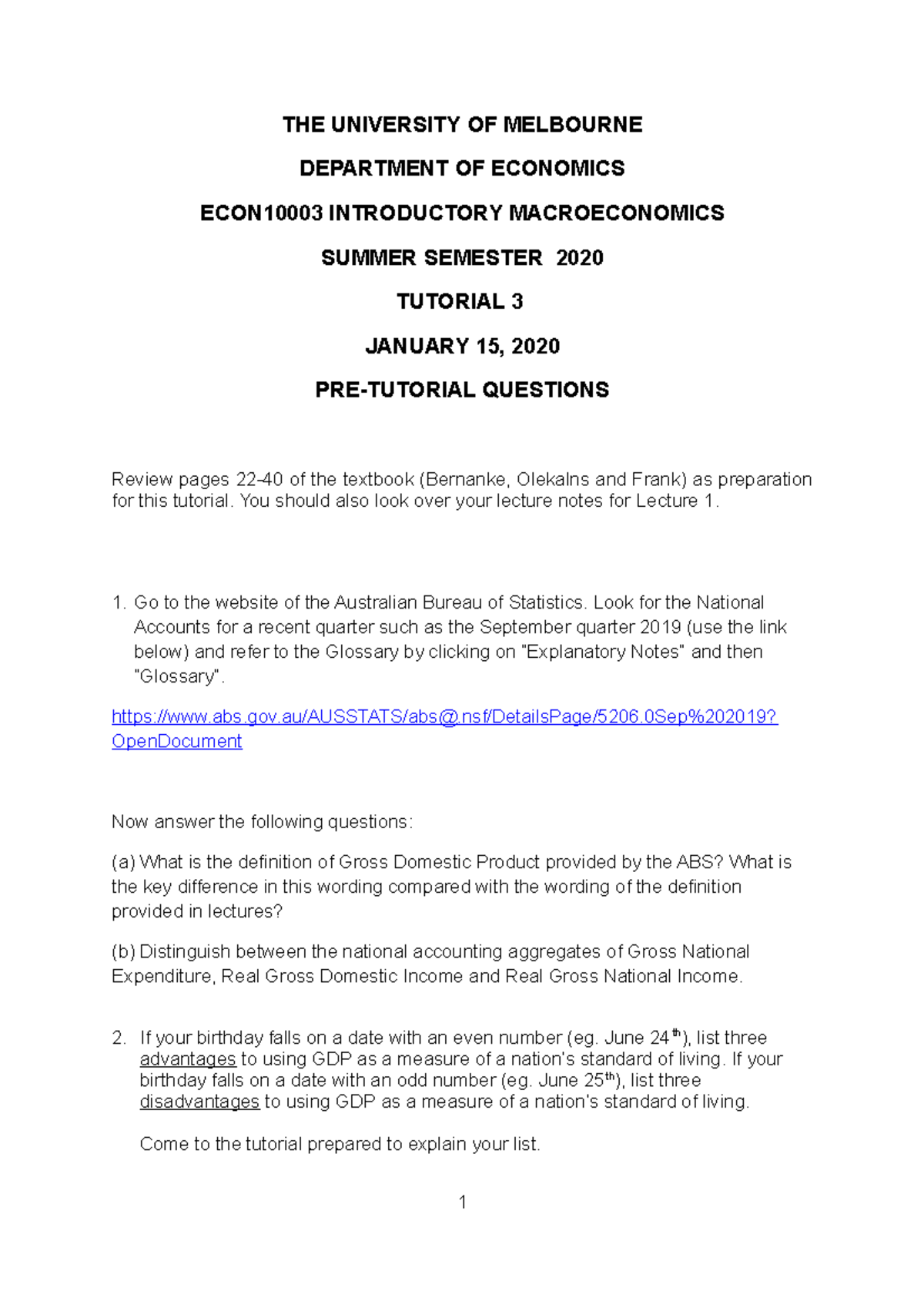 Pre-Tutorial Sheet 3 - Pre tutorial exercise - THE UNIVERSITY OF ...