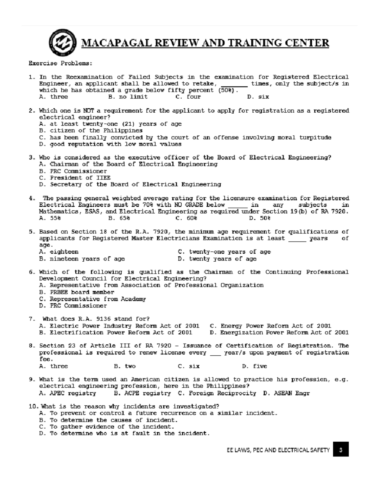 EE Laws and PEC QuestionsEE Laws and PEC QuestionsEE Laws and PEC ...