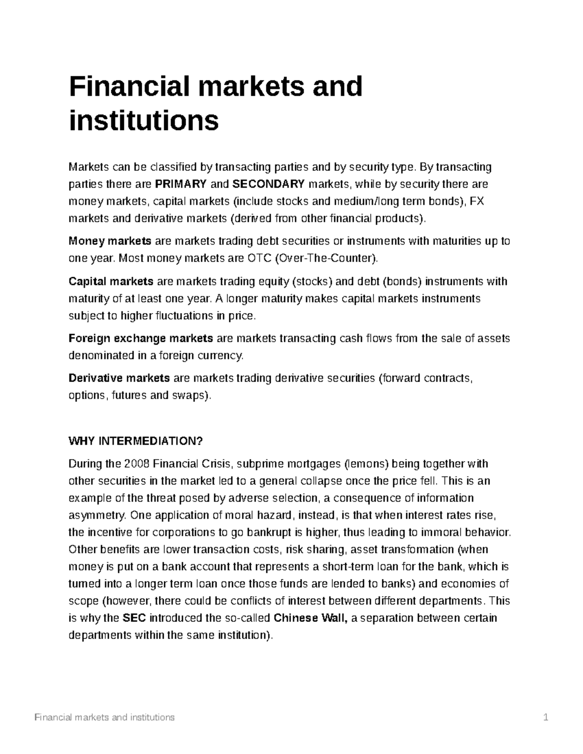 Financial markets and institutions - Financial markets and institutions ...