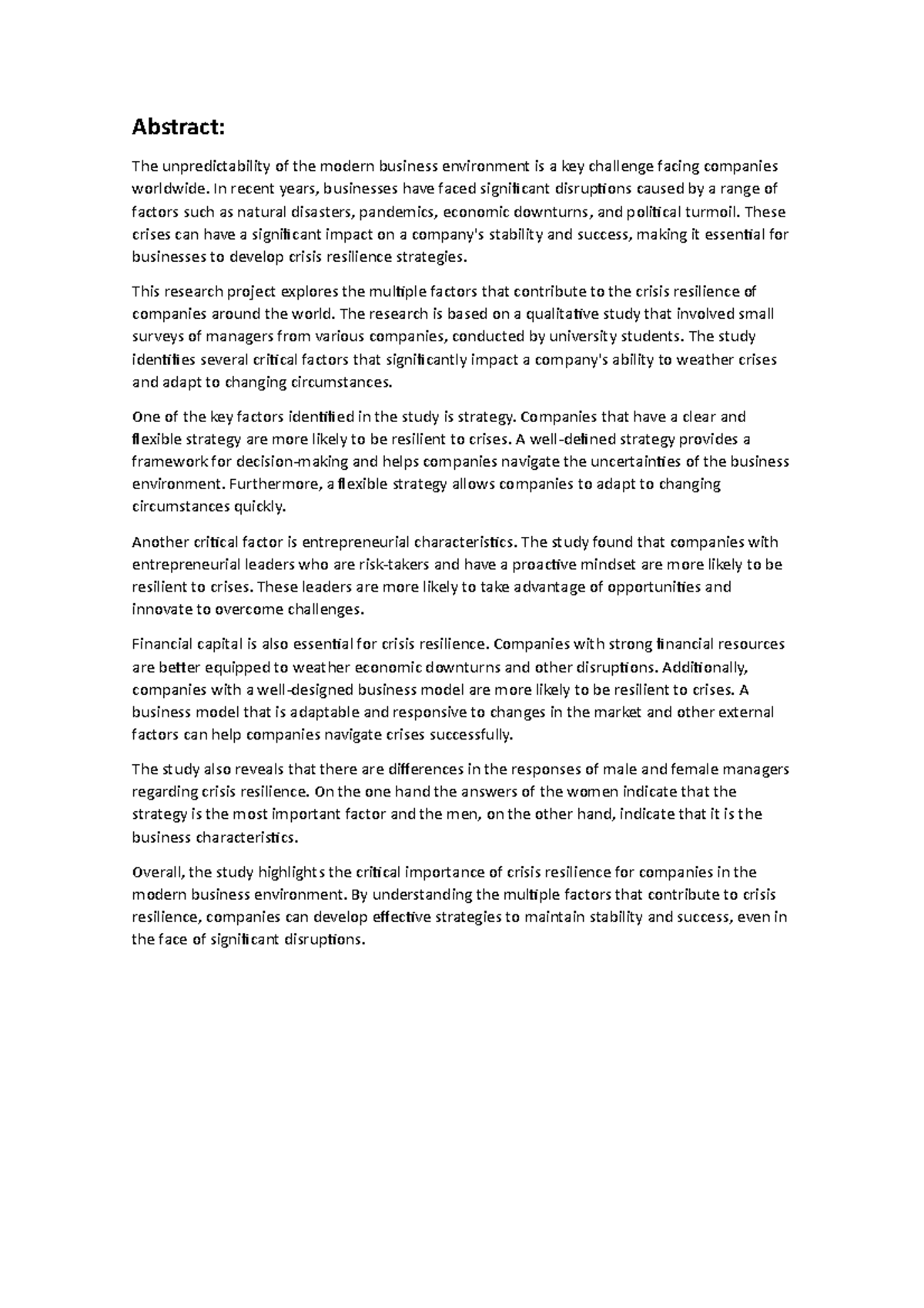 Abstract English - Abstract: The unpredictability of the modern ...