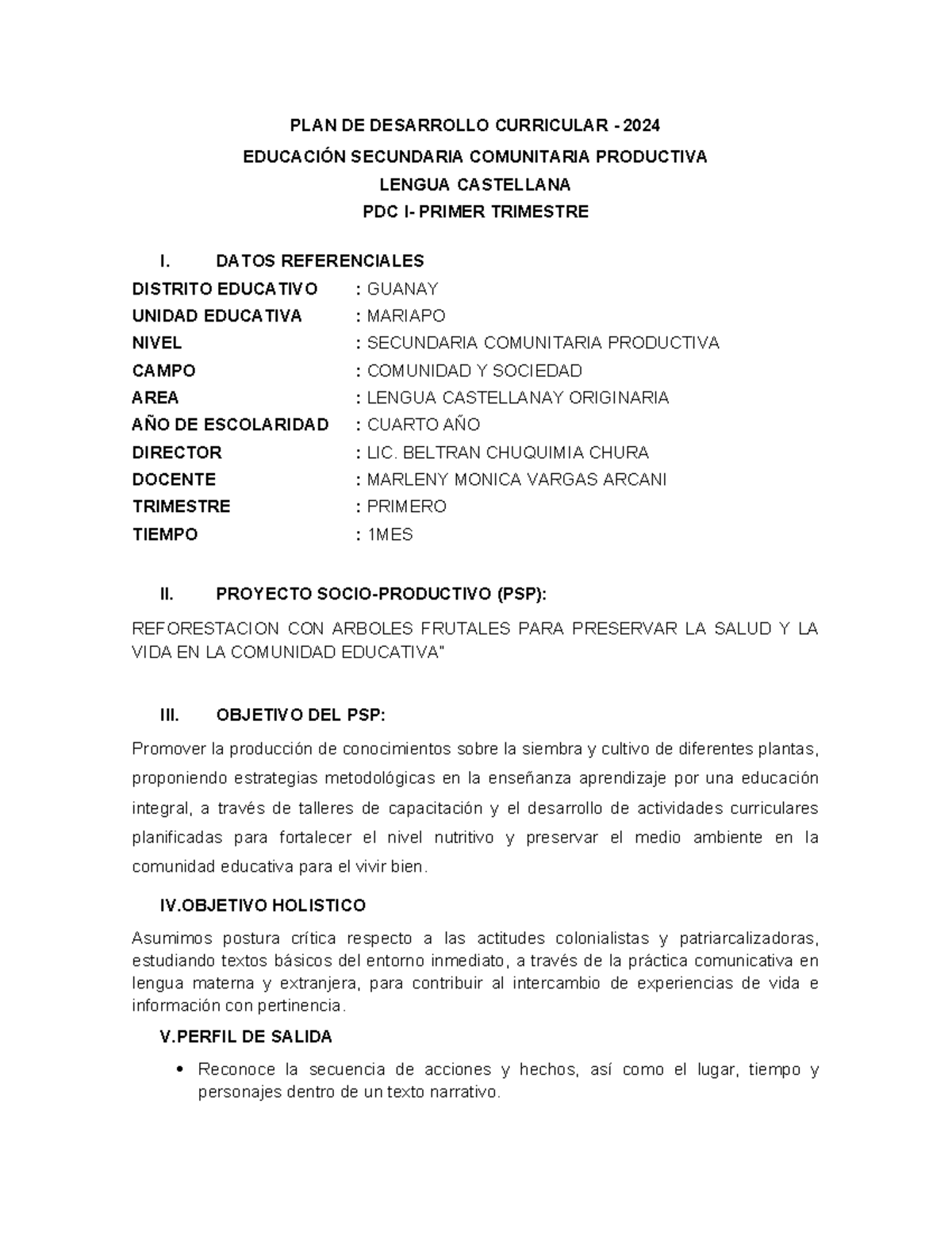 Pdc 4to sec - Plan de desarrollo curricular - PLAN DE DESARROLLO ...