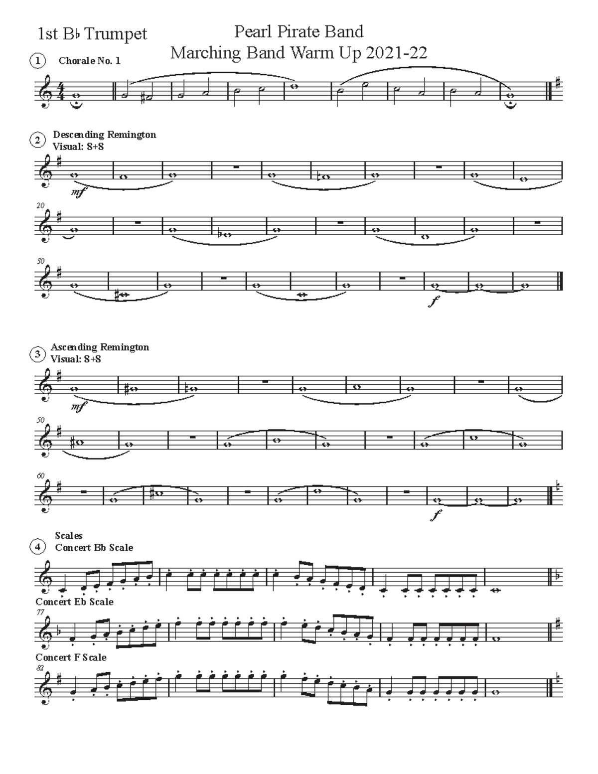 Warm+Up+Exercises+2021-22+-+1st+Bb+Trumpet - & 4 4 w u 1 Chorale No. 1 ̇ # ̇ ̇ ̇ ̇ ̇ w ̇ ̇ ̇ ̇ ̇ ...