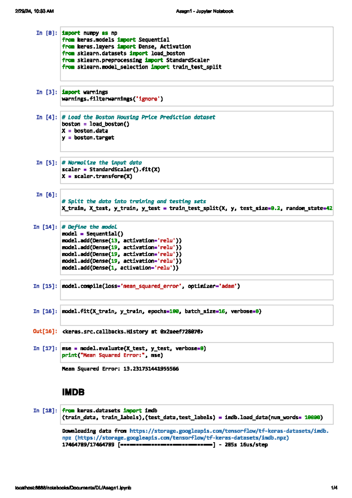 DL Assign 1 - Deep Learning - Studocu