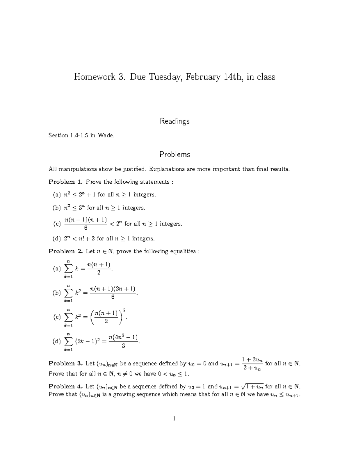 HW3 - Written proofs from class. Homework assignments show you the scope of the course ...