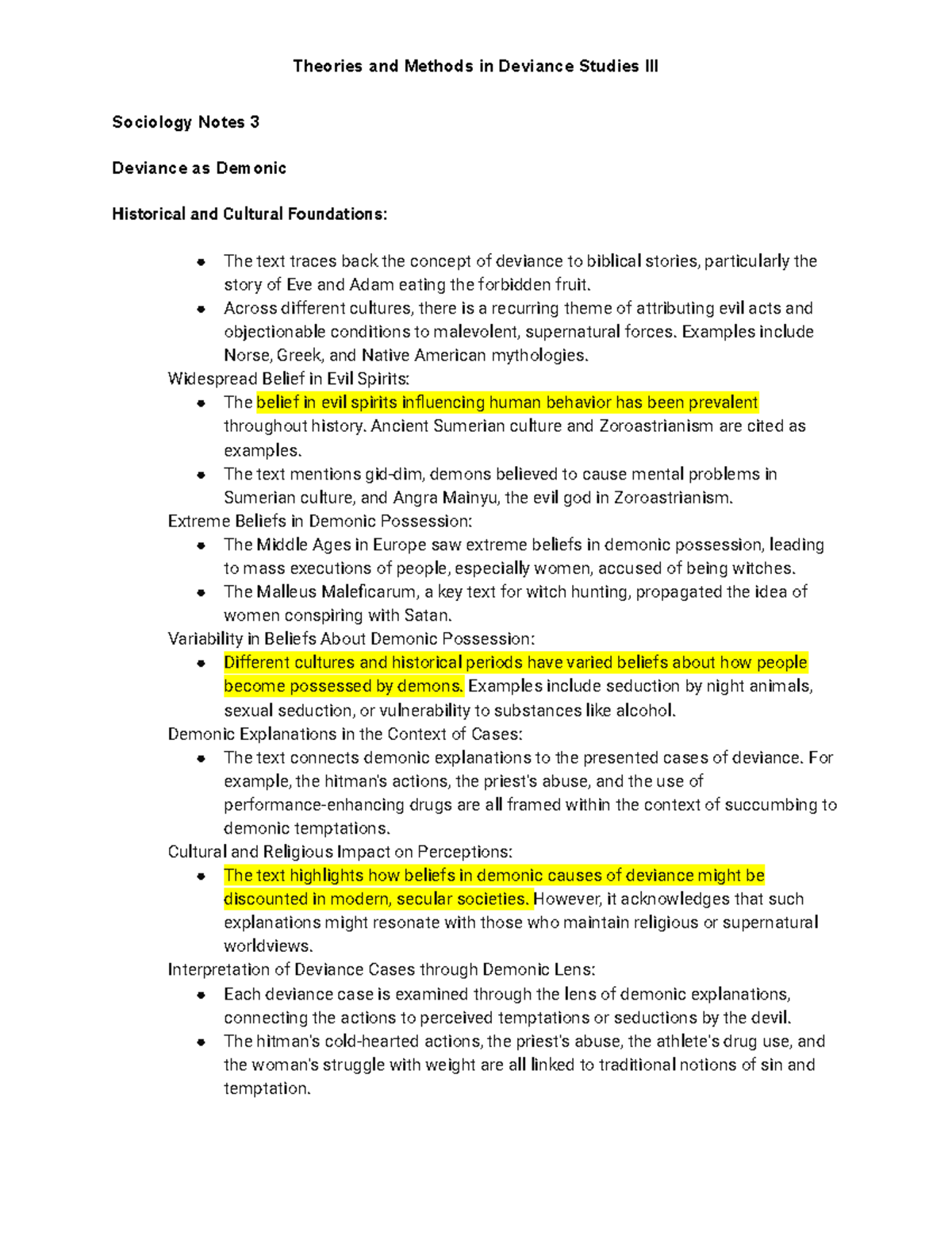 Sociology Notes 3 - Summary Understanding Deviance - Theories and ...