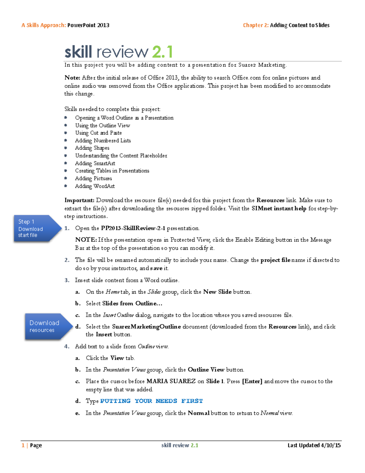 PP2013 Skill Review 2 1 instructions - A Skills Approach: PowerPoint ...