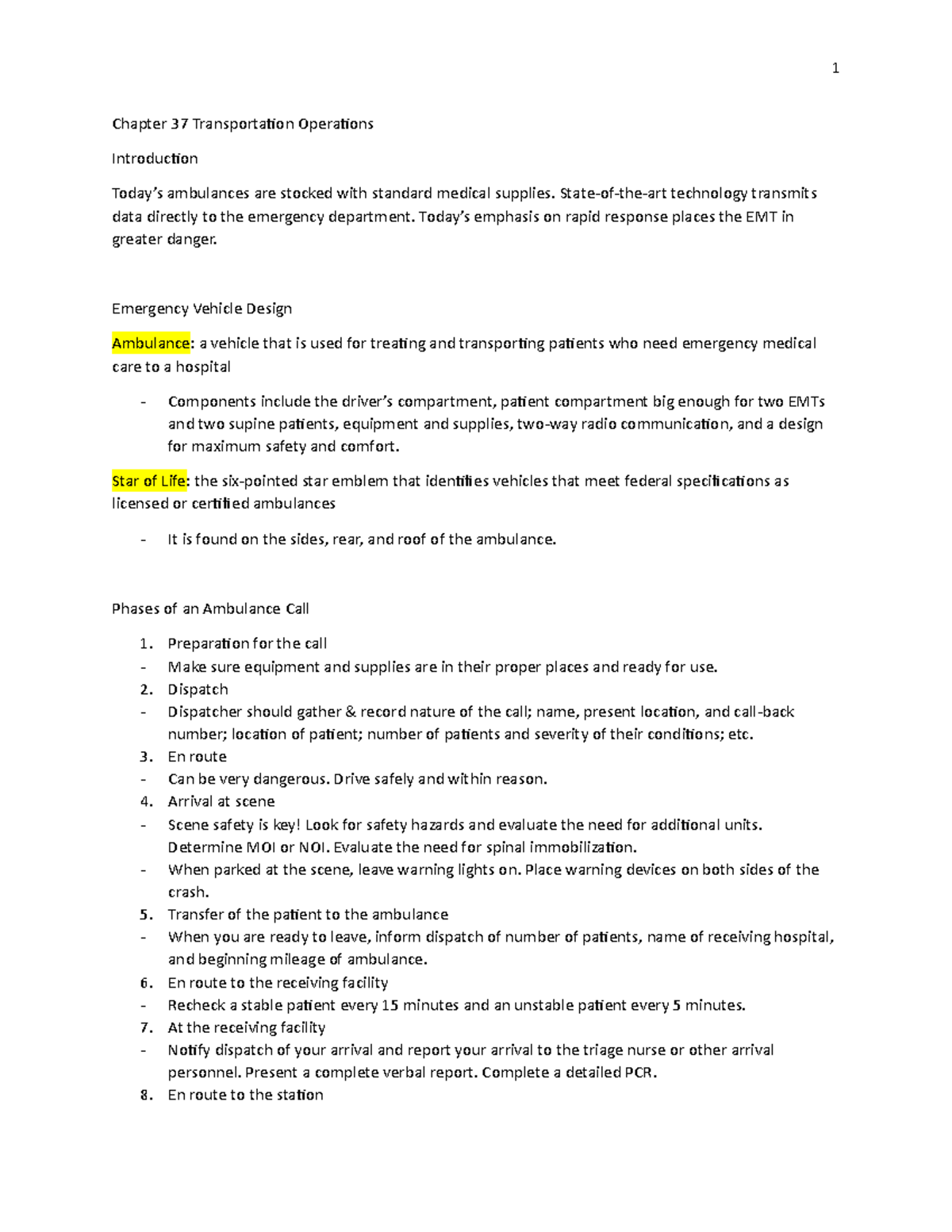 Chapter 37 Transportation Operations - 1 Chapter 37 Transportation ...