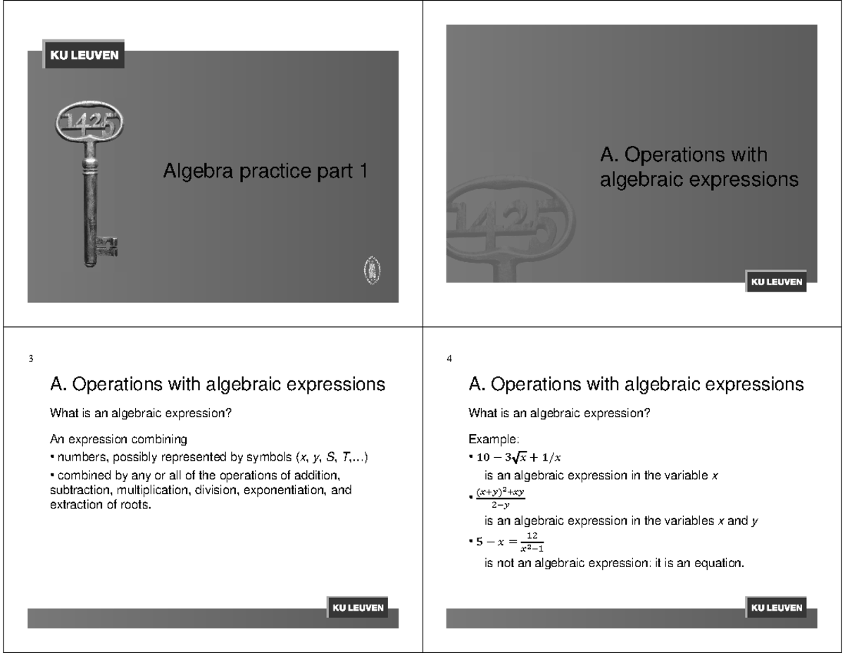1 Algebra-practice-1-slides - Algebra practice part 1 A. Operations ...