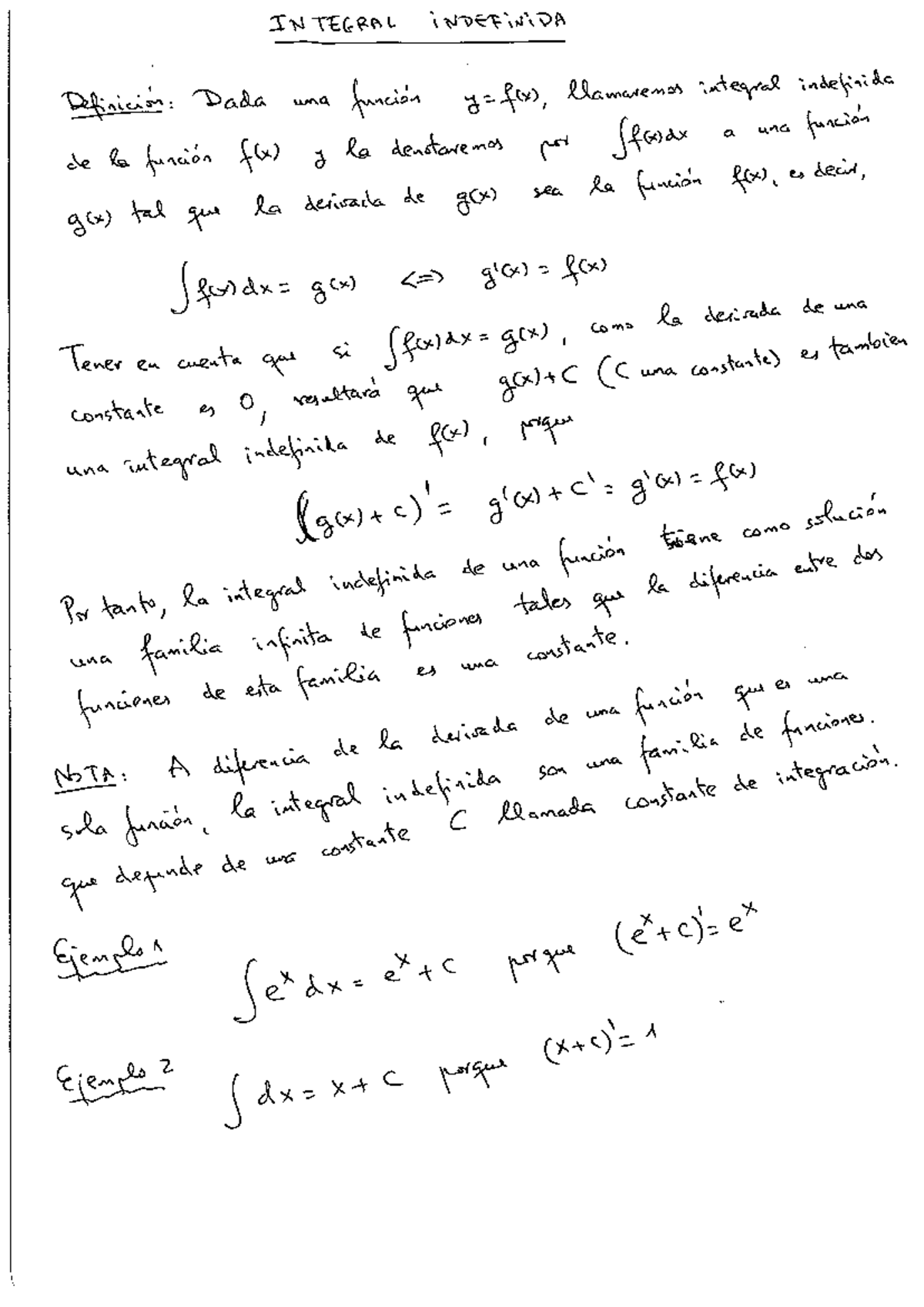 Integrales indefinidas - Cálculo I - ULPGC - Studocu