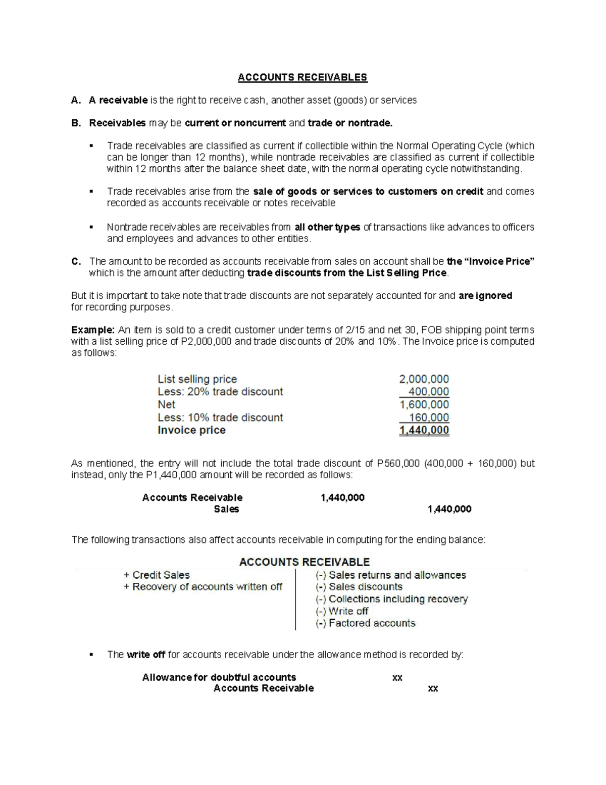Practice Set Accounts Receivable Questionnaire - ACCOUNTS RECEIVABLES A ...