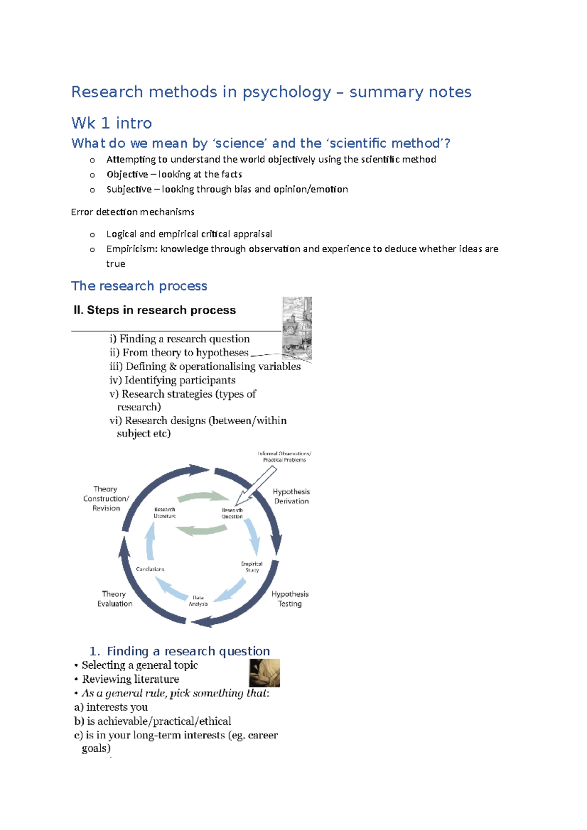 Research methods in psychology summary notes - Research methods in ...