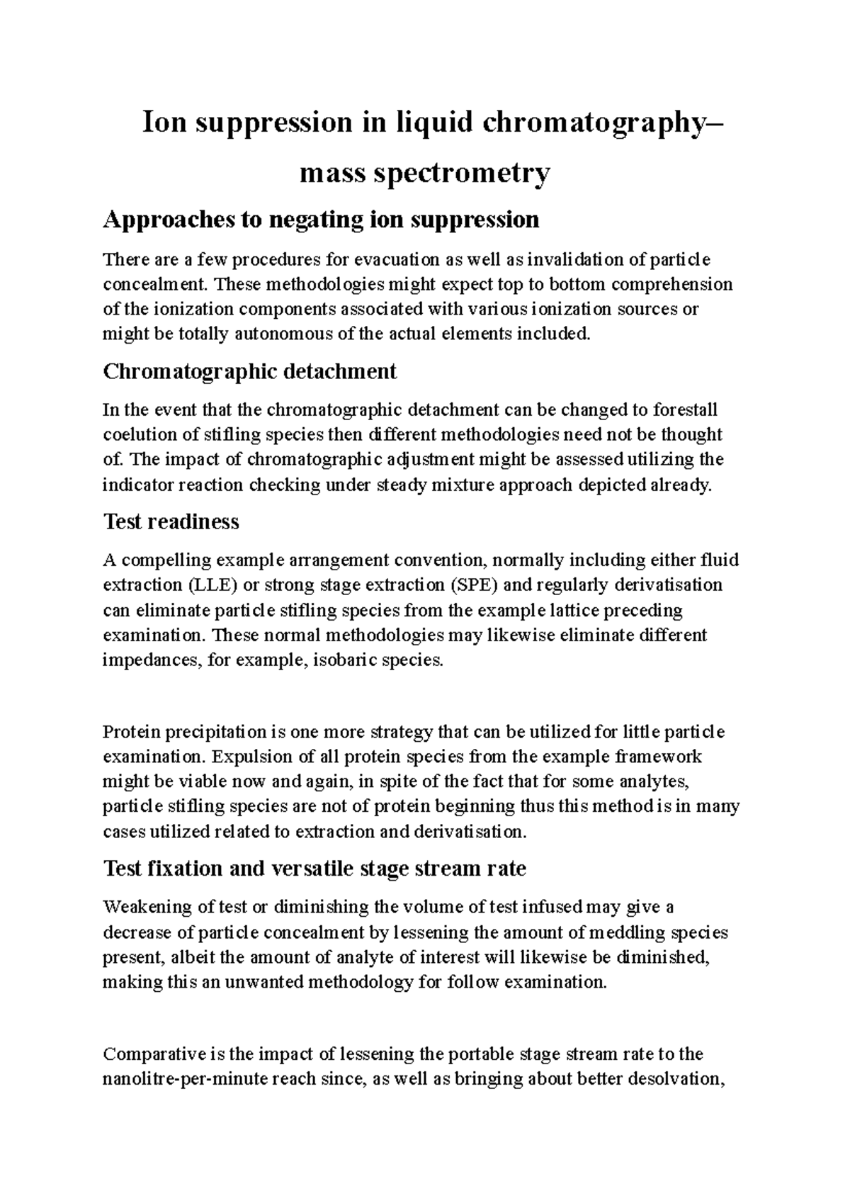 Ion suppression in liquid chromatography–1 - These methodologies might ...