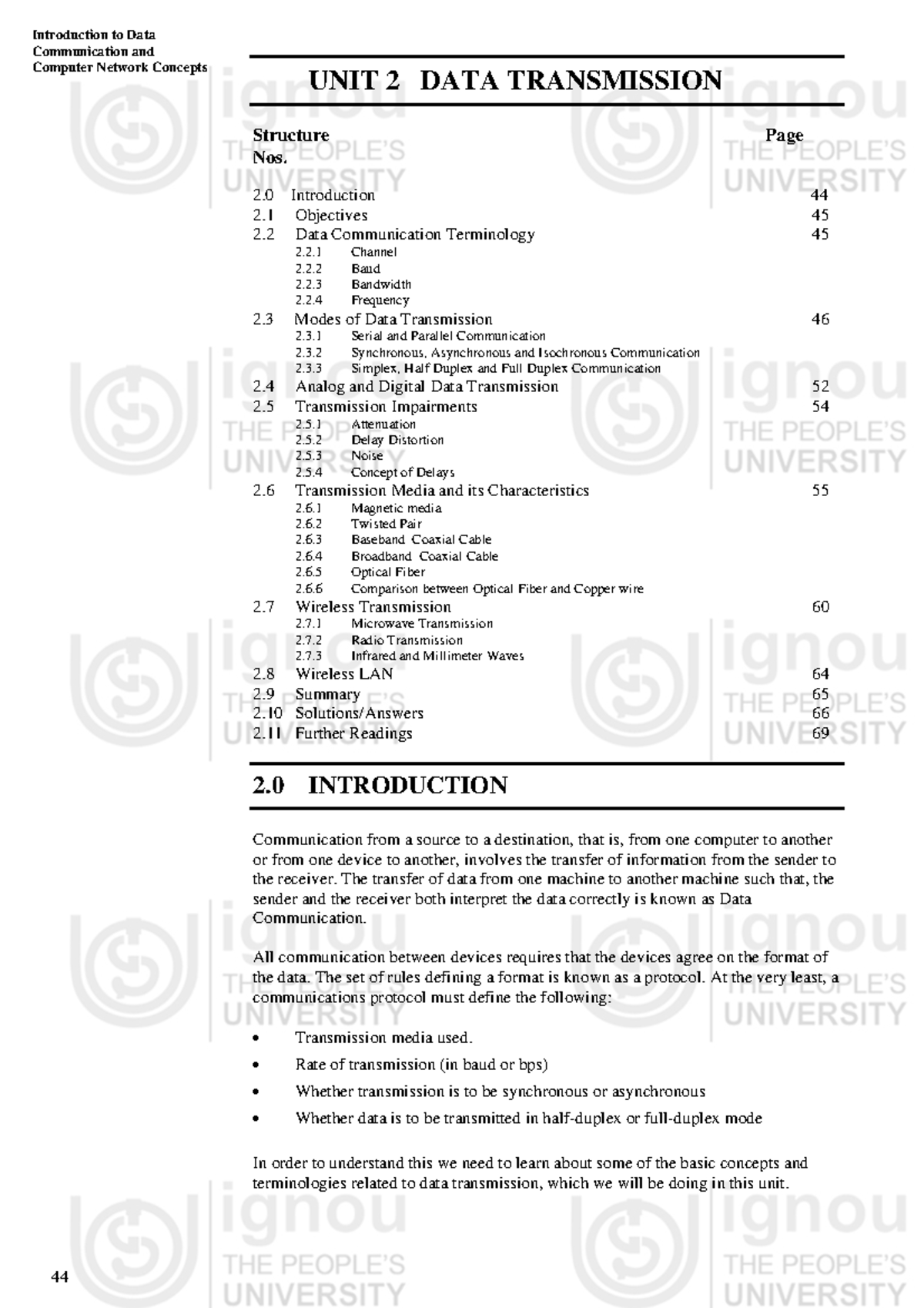 Network 6 Its Lecture Notes Introduction To Data Communication And Computer Network Concepts