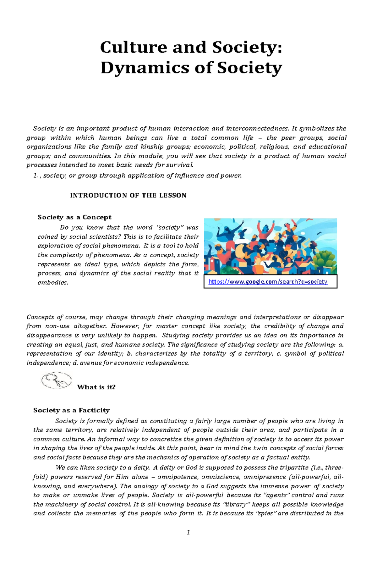 Culture and Society Dynamics of Society - Business Management - UCC ...