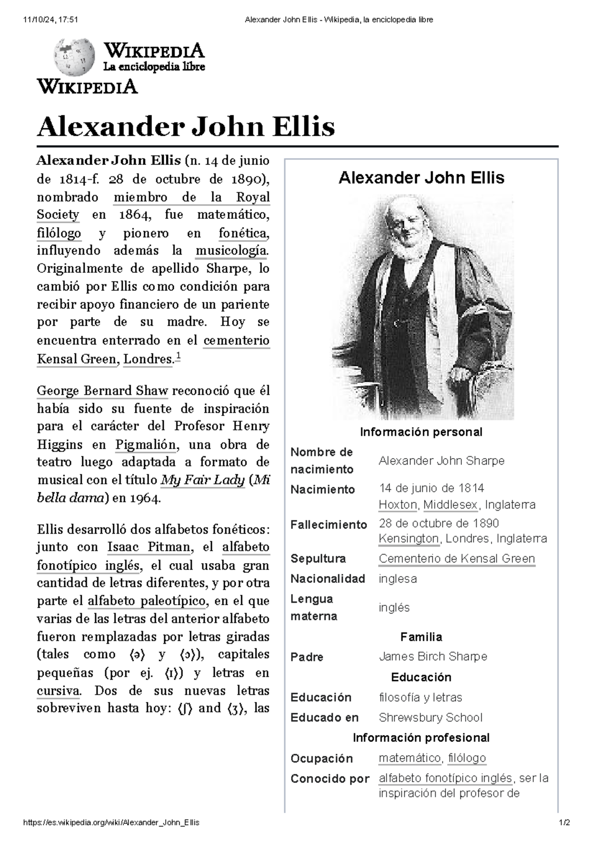 Alexander John Ellis - Wikipedia, la enciclopedia libre - Alexander ...