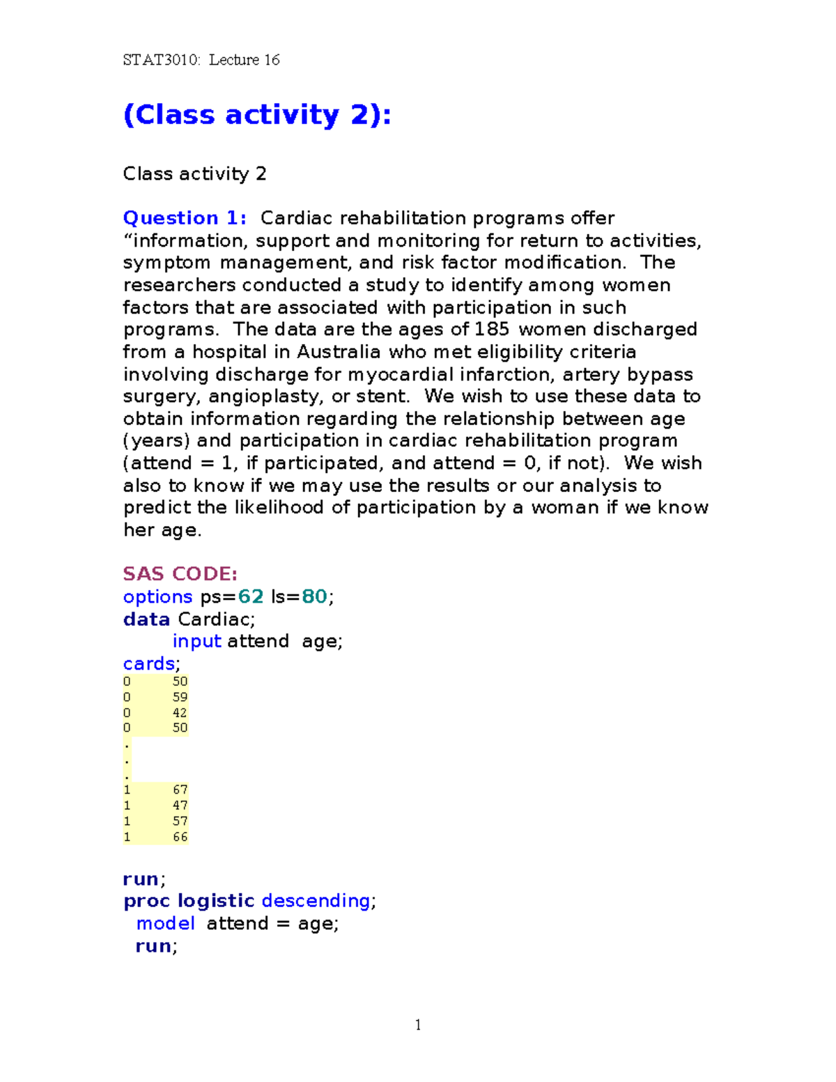 Lec16 class act 2 - Summary Crime Scene Investigation - (Class activity 2): Class activity 2 ...