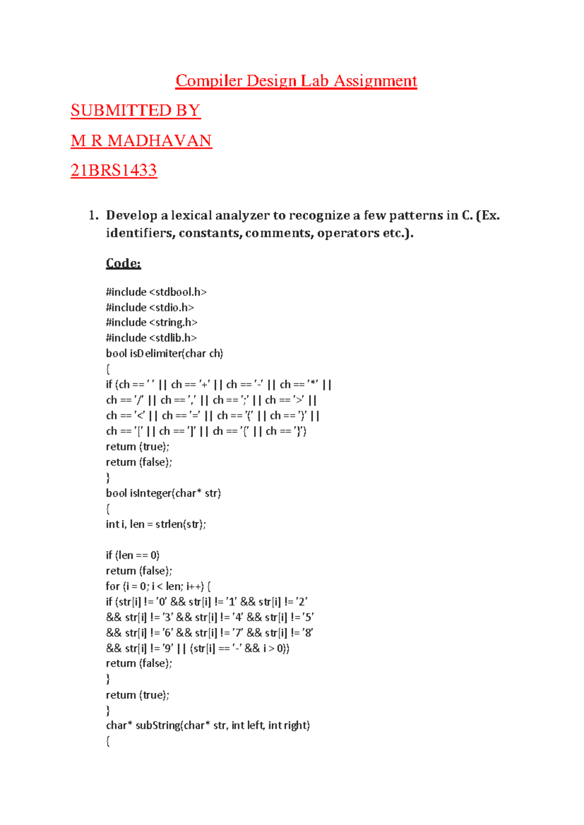 Lexicalassignment 21BRS1433 - Compiler Design Lab Assignment SUBMITTED ...
