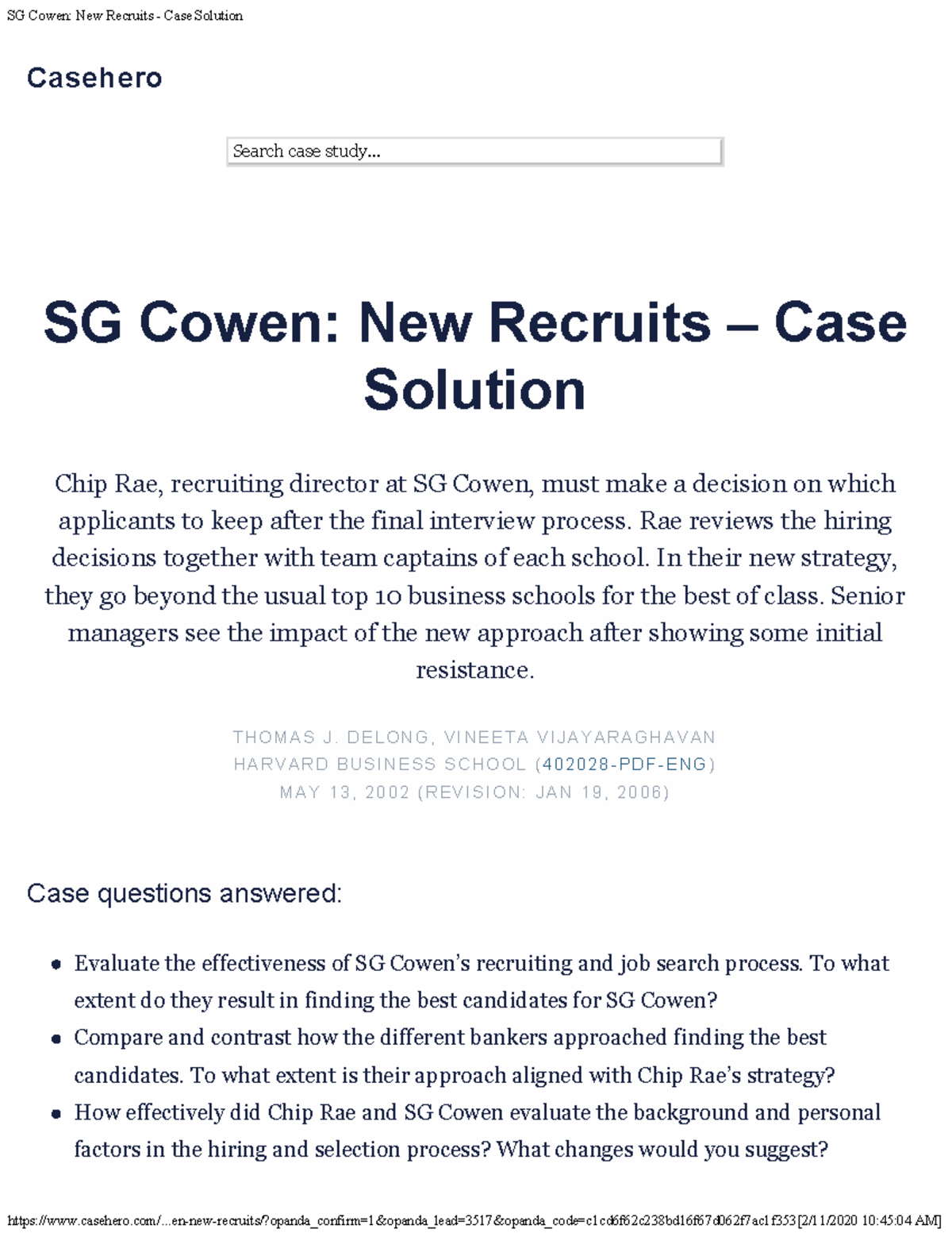 Pdfcoffee.com sg-cowen-new-recruits-case-solution-pdf-free - Casehero SG Cowen: New Recruits ...