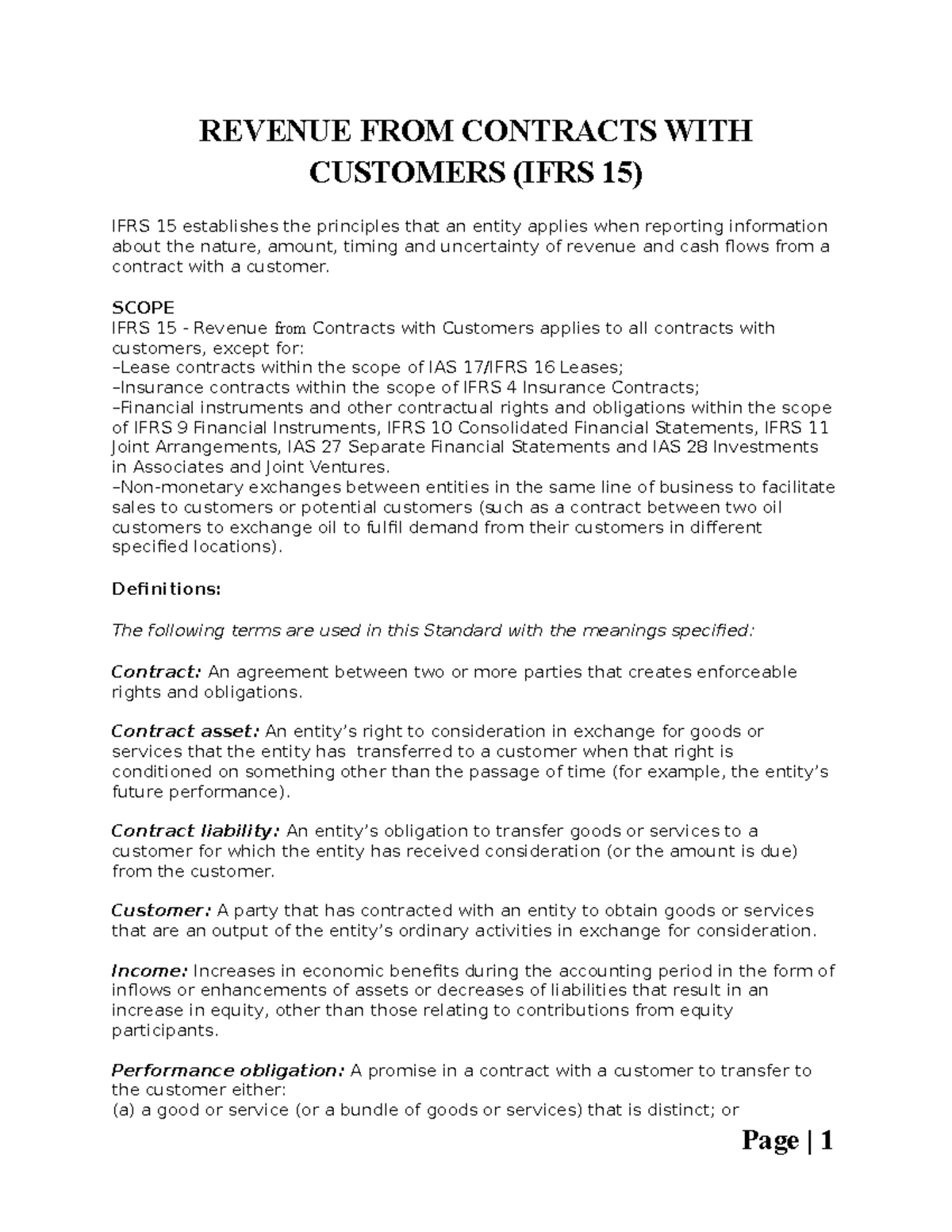 Revenue FROM Contracts WITH Customers(IFRS 15) - REVENUE FROM CONTRACTS WITH CUSTOMERS (IFRS 15 ...