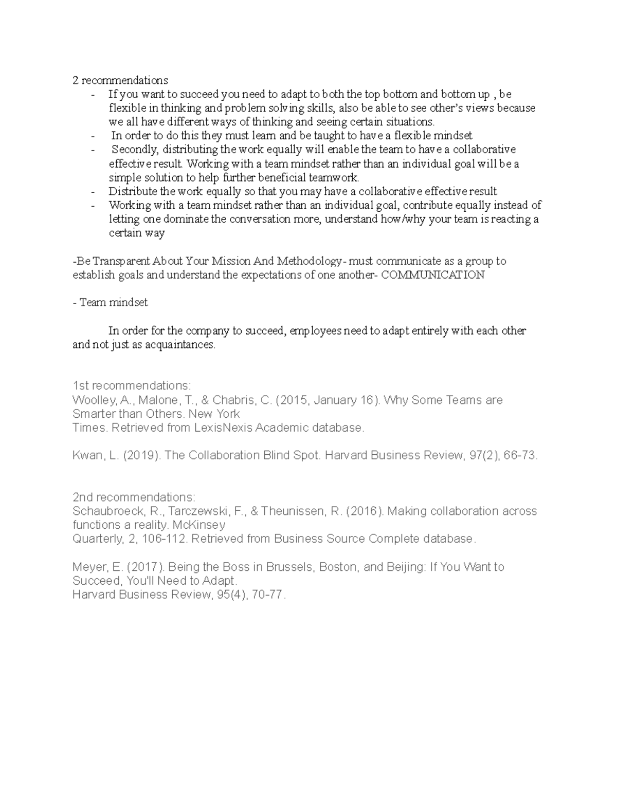 Business Brief Planning - 2 recommendations - If you want to succeed ...