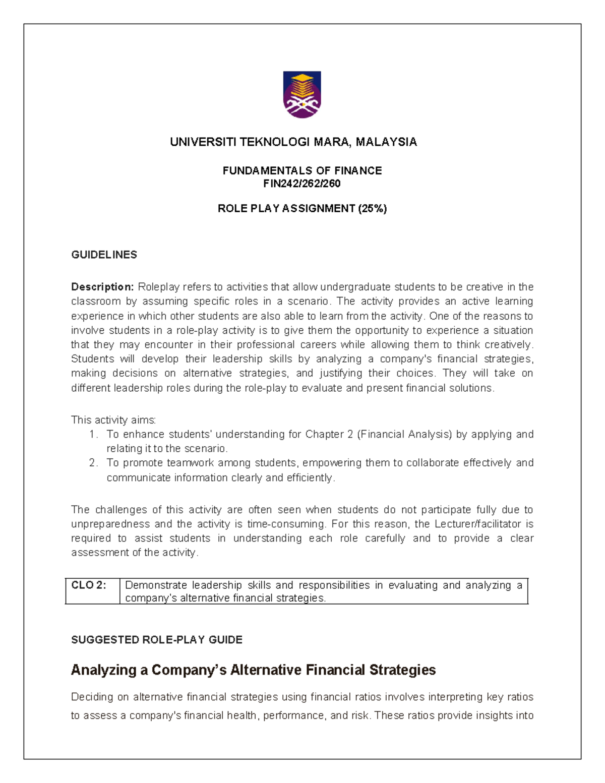 Fin242 - assignment - FUNDAMENTALS OF FINANCE FUNDAMENTALS OF FINANCE ...