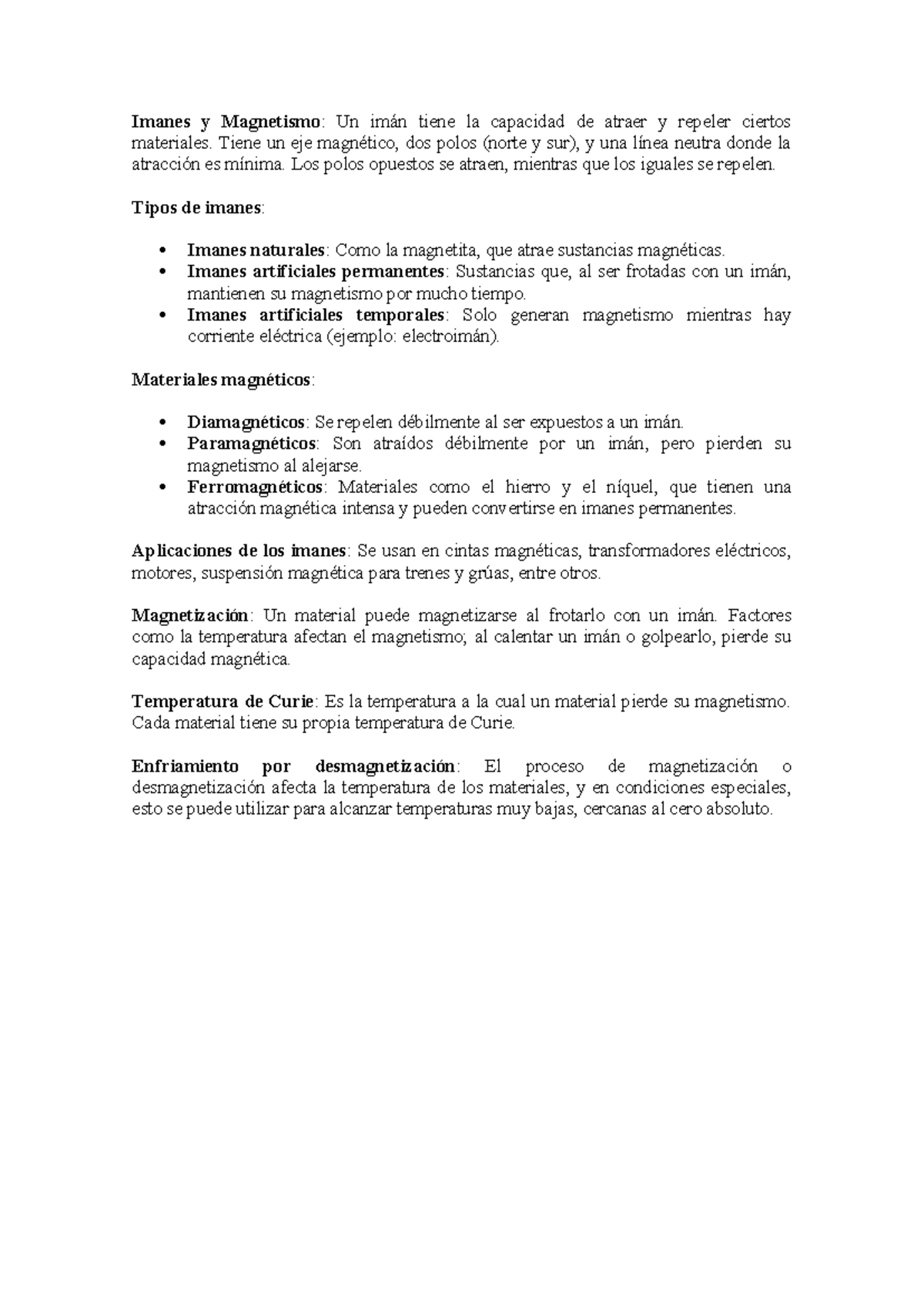Magnetismo 1 - no usar - Imanes y Magnetismo: Un imán tiene la ...