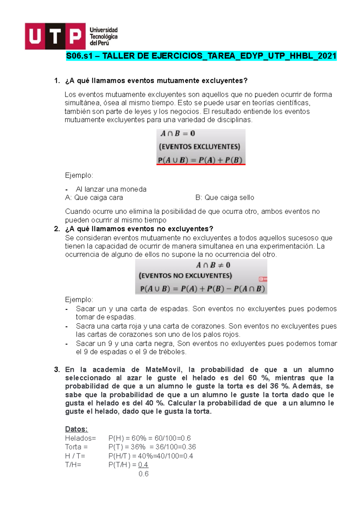 S06.s1 - Taller DE Ejercicios Tarea EDYP UTP HHBL 2021 - S06 – TALLER DE - Studocu