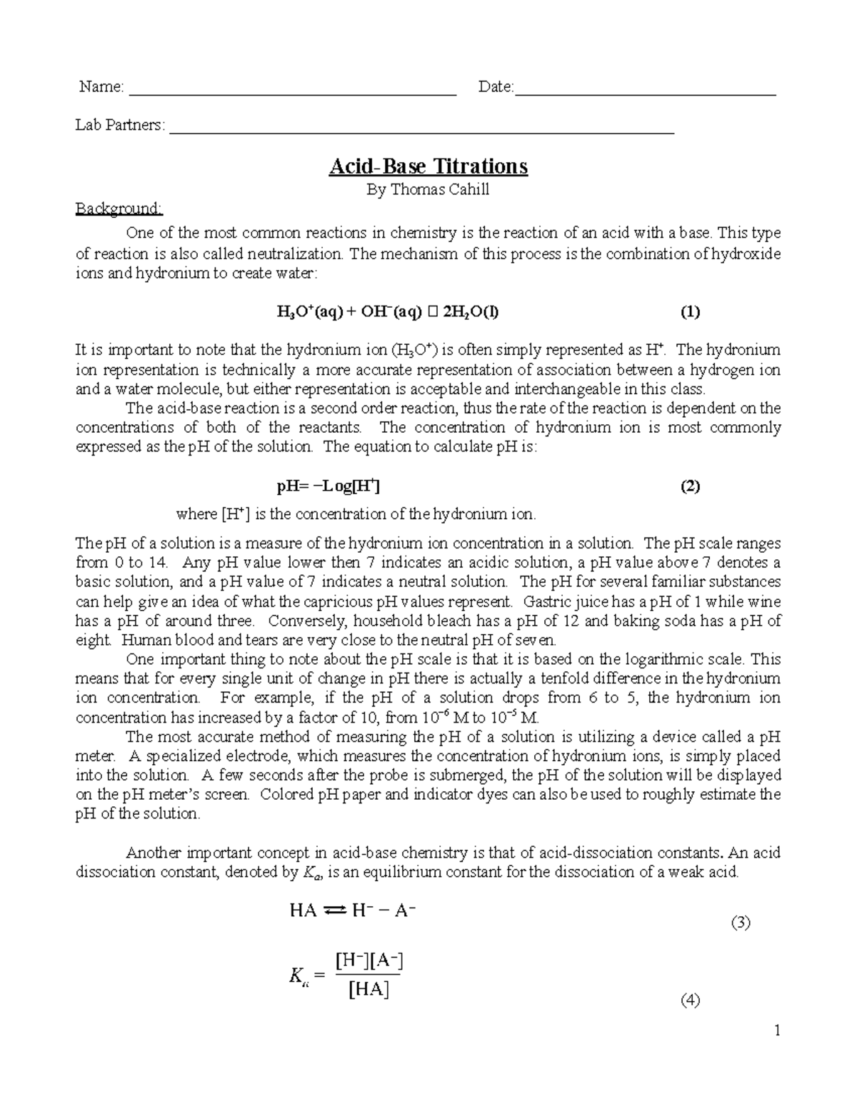 Lab-6+116 Acid+Base+Titrations- Student - Name