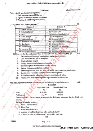 Tybaf SEM5 FA-V NOV19 - Question paper of past year - Paper / Subject Code: 44801 / Financial ...