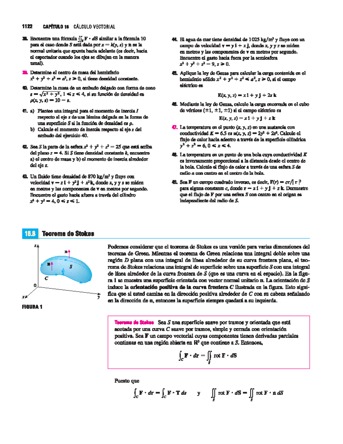 Teorema de Stokes - Definiciones y ejemplos - Cálculo Diferencial - Studocu
