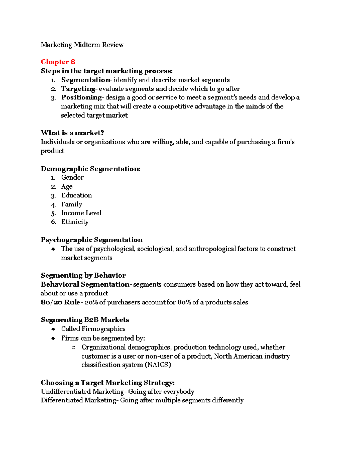 Marketing Midterm Review CH8 - Marketing Midterm Review Chapter 8 Steps ...